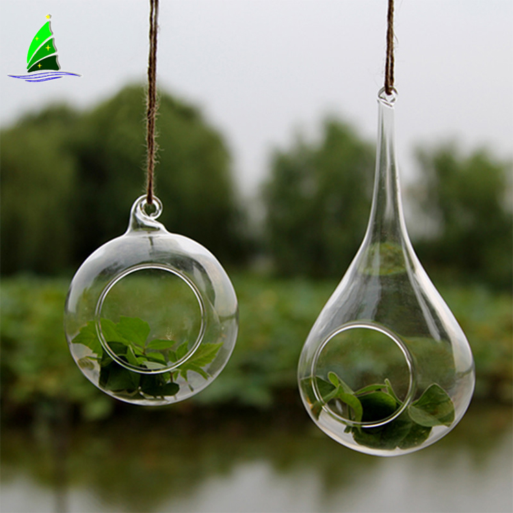 Hanging Bulk Hand Blown Glass Pot Flower Vase Planter Globe Tear Drop ...
