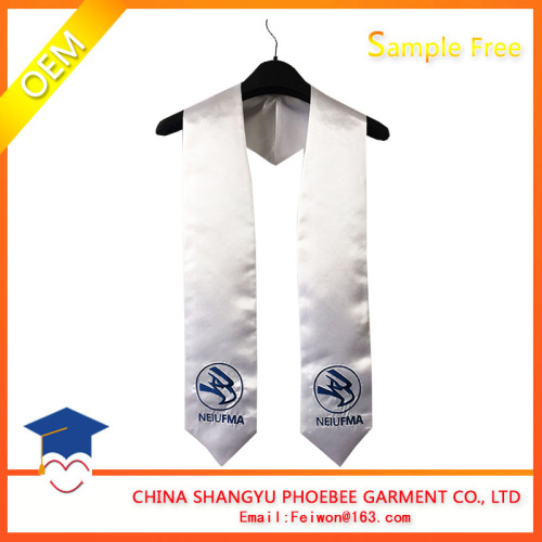 High Quality Embroidery Logo White Graduation Stoles, High Quality High ...
