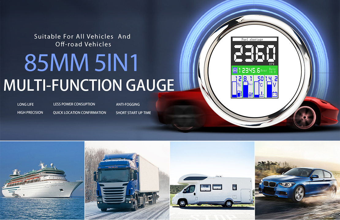 Eling Digital Multi-function Gauge Tachometer For Boats, Utvs, And Rvs ...