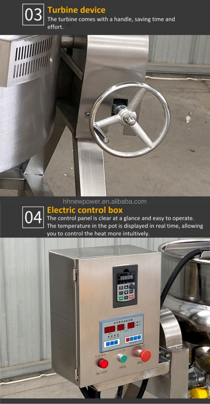 200 Liter Industrial Tilting Electric Jacketed Kettle Pot With Mixer ...