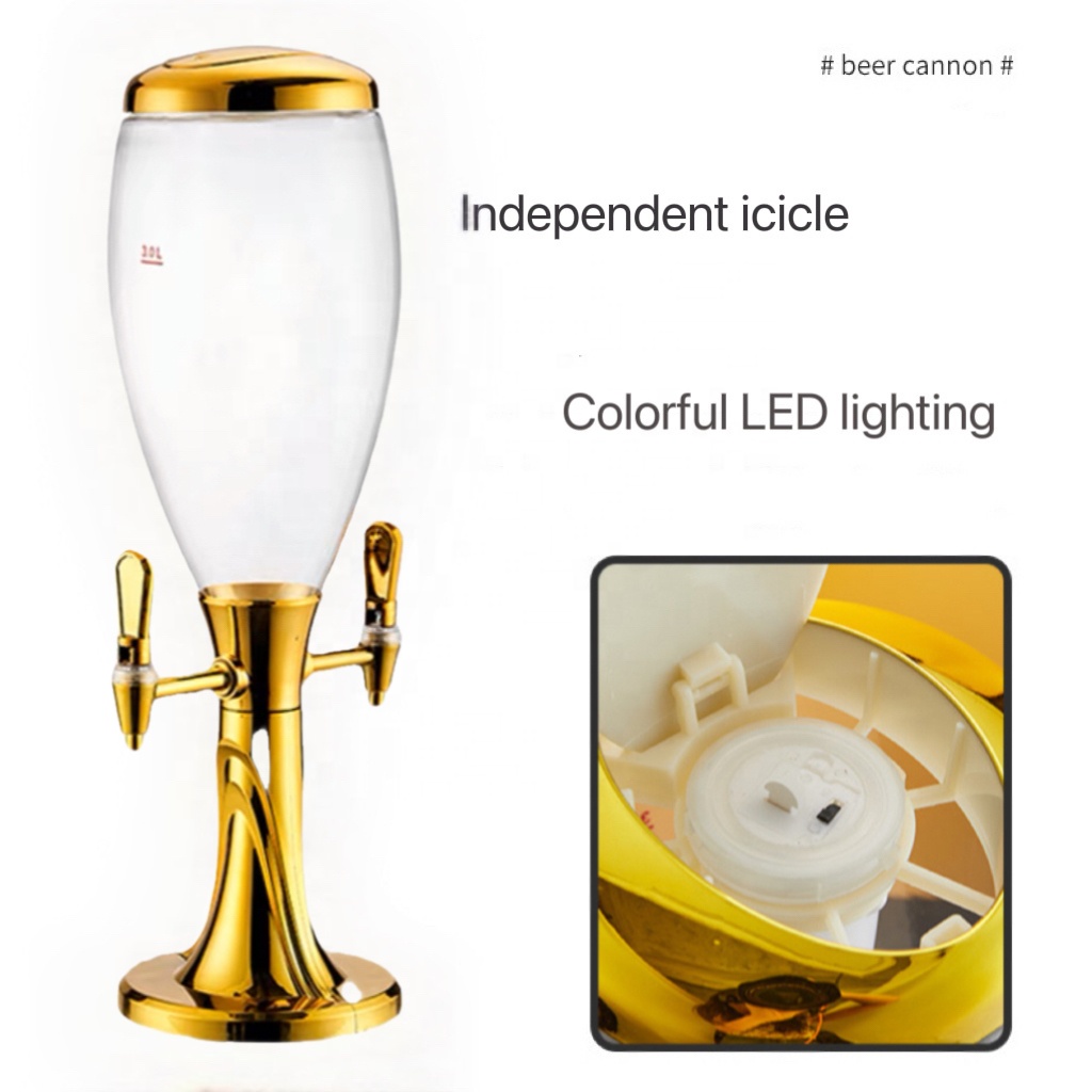 Beer Tower Drink Dispenser With Tap, Freeze Tube, And Led Light For ...
