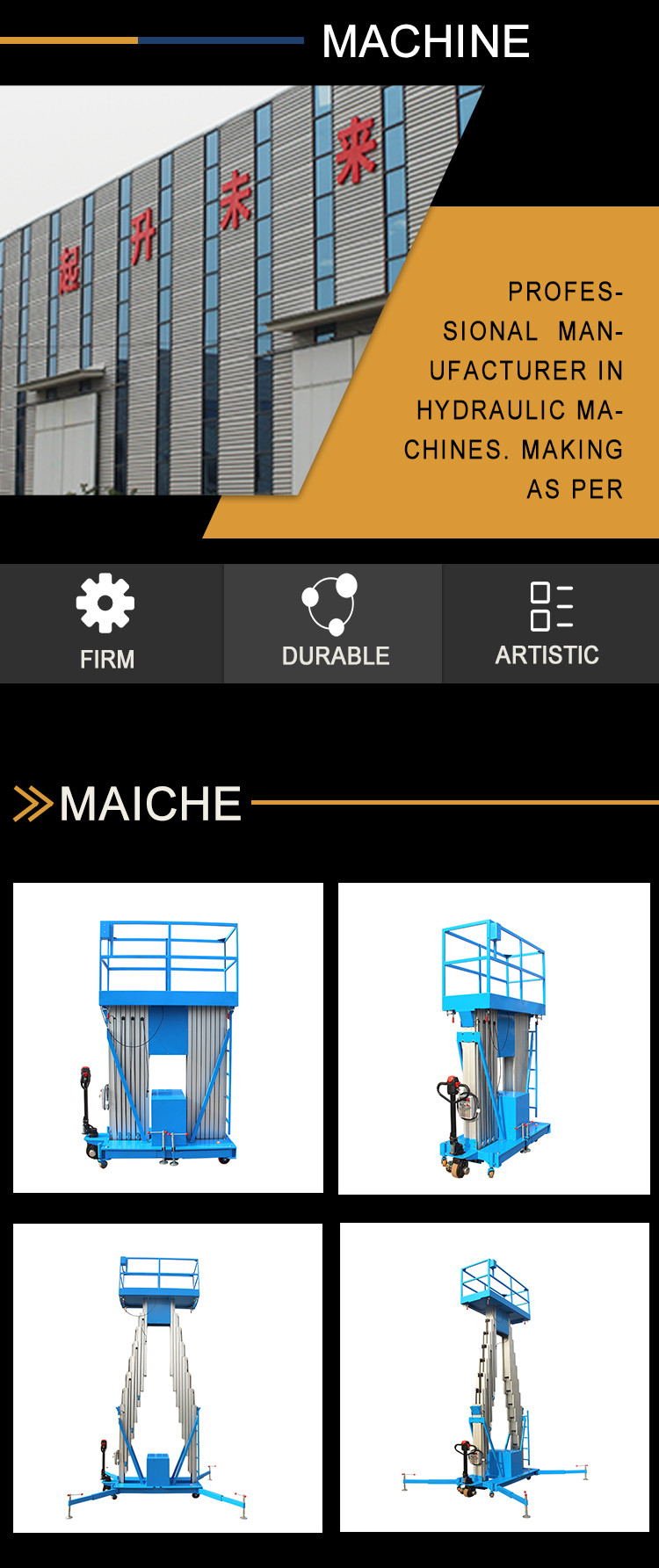 14m Electro Hydraulic Dual Mast Aluminium Air Conditioning Lifter, High ...