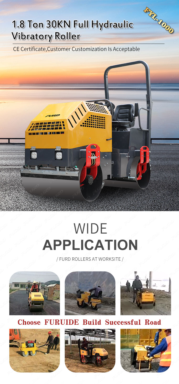 Front Drum Vibration 1.8 Ton Good Price Road Roller Soil Compactor ...