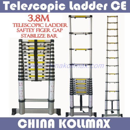 3.8m Telescopic Ladder With Stabilizer Bars And Finger Safety Gap, High ...