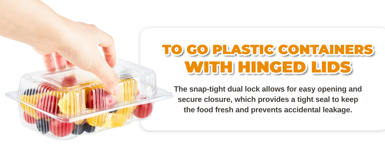 Clear Clamshell Food Containers - Disposable Plastic Hinged Food ...