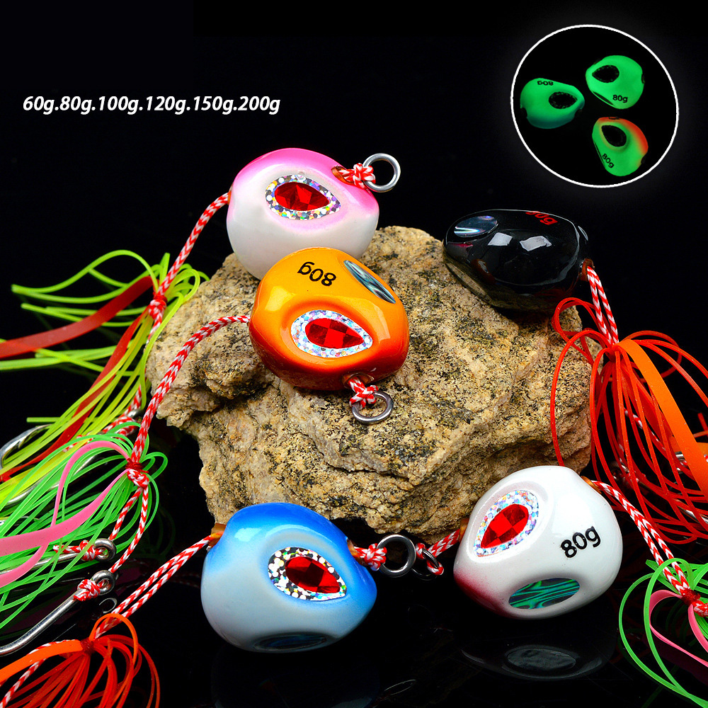 2024 New Jig Lead Bait 60g-200g Deep-sea Boat Fishing Luminous Kabura ...