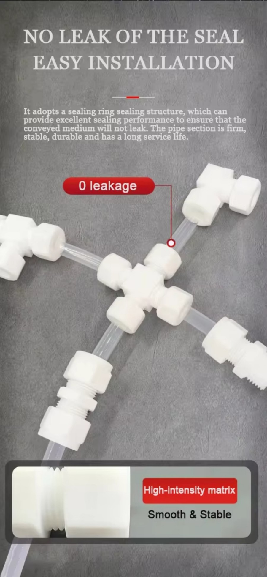 Structural design features and sealing principle of PTFE ferrule fittings