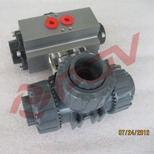 Double Acting Upvc Pneumatic Plastic Ball Valve With Limit Switch, High Quality Double Acting ...