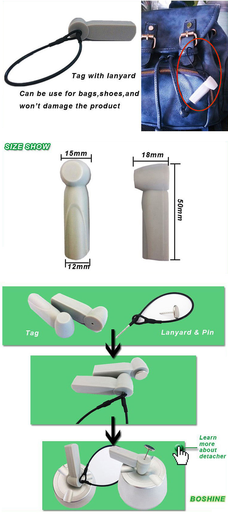 Boshine Eas Hard Tags Am Tag ดินสอความปลอดภัย คุณภาพสูง Boshine Eas ...