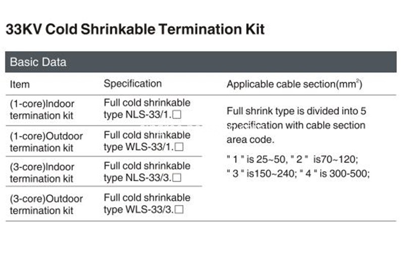 33kv Cold Shrinkable Termination Kit, High Quality 33kv Cold Shrinkable ...