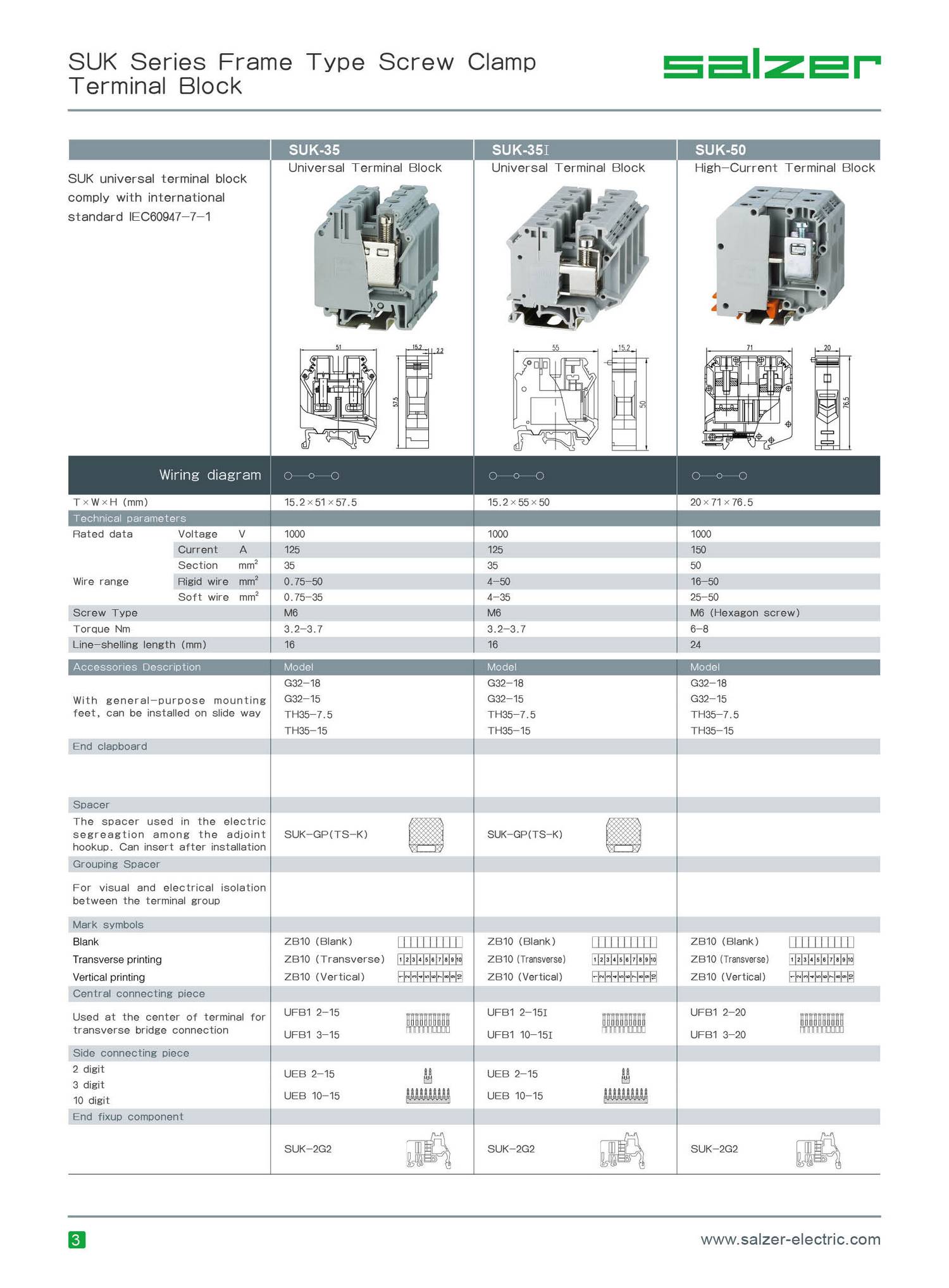 Salzer Suk-4/2-2 Fire Resistant Terminal Block, High Quality Salzer Suk ...