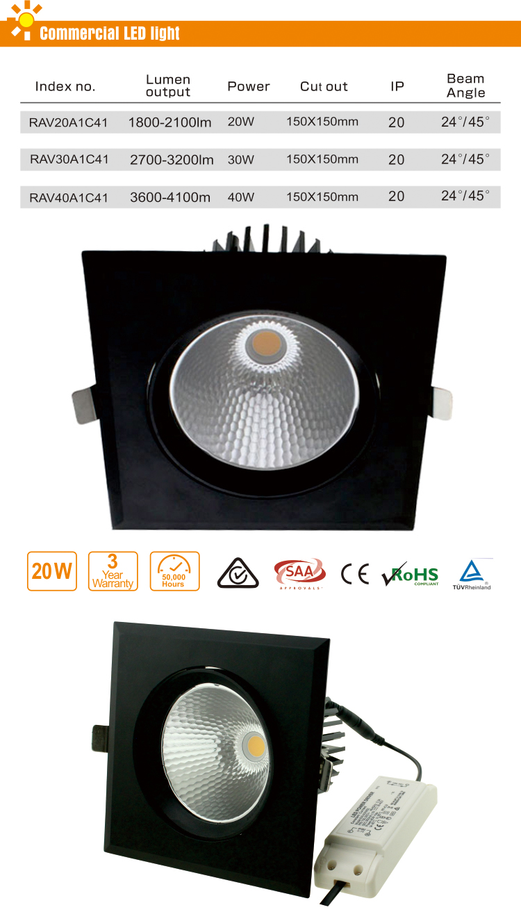 Cob Led Lights 45w Grid Fluorescent Ceiling Light Fixture, High Quality ...
