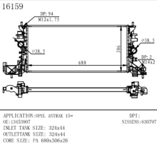 Opel Astrak 용 라디에이터 (15-) Oem 13453907, Bossgoo.com의 고품질 Opel Astrak 용 ...