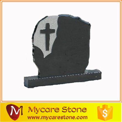 Fine Craft Black Granite Gravestone With Carved Cross Tombstone, High ...