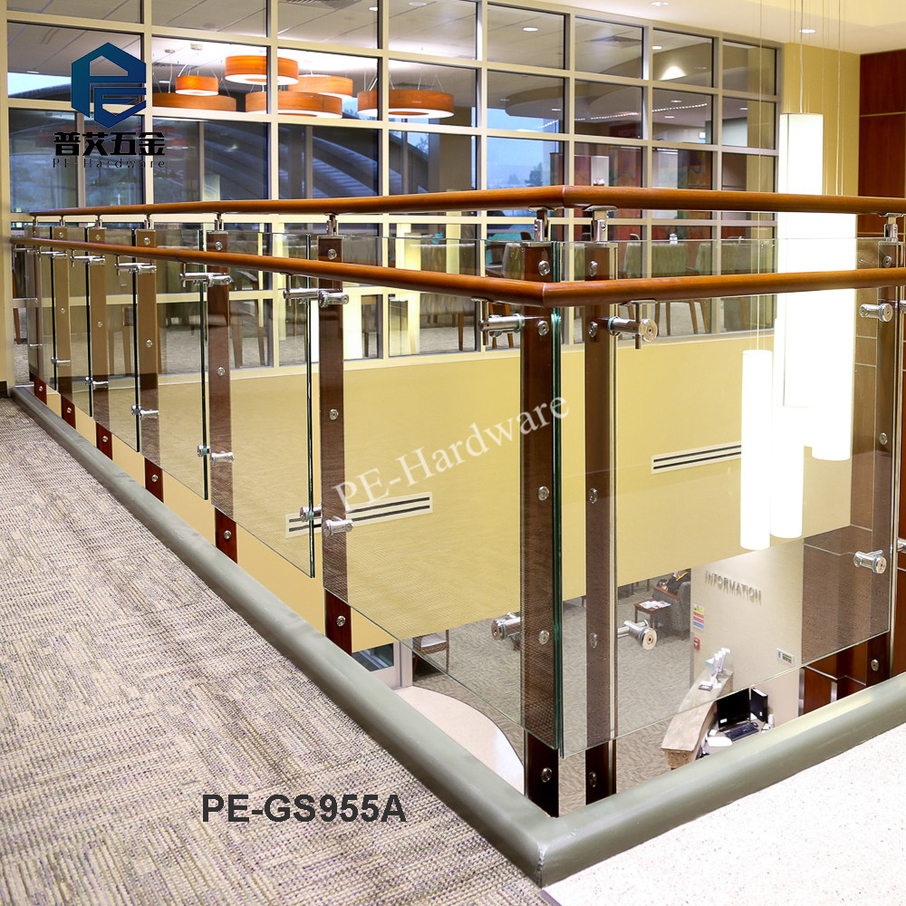 Wooden Deck Prefab Stair Railing With Tempered Glass And Stainless ...