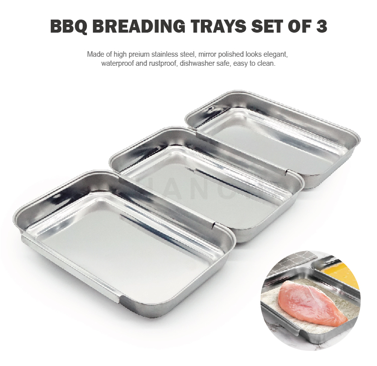 Small Stainless Steel Breading Pan Interlocking Food Trays, High ...
