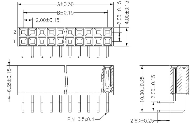 Right Angle Type Bent Plug Double Row Connector, High Quality Right ...