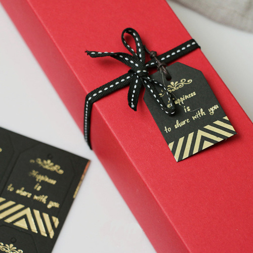 48pcs Gift Tag Golden Stamping Packaging Label Leaves Striped Paper ...