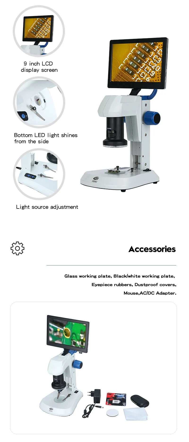 Professional Digital Microscope With 9 Inch Lcd Screen, High Quality ...