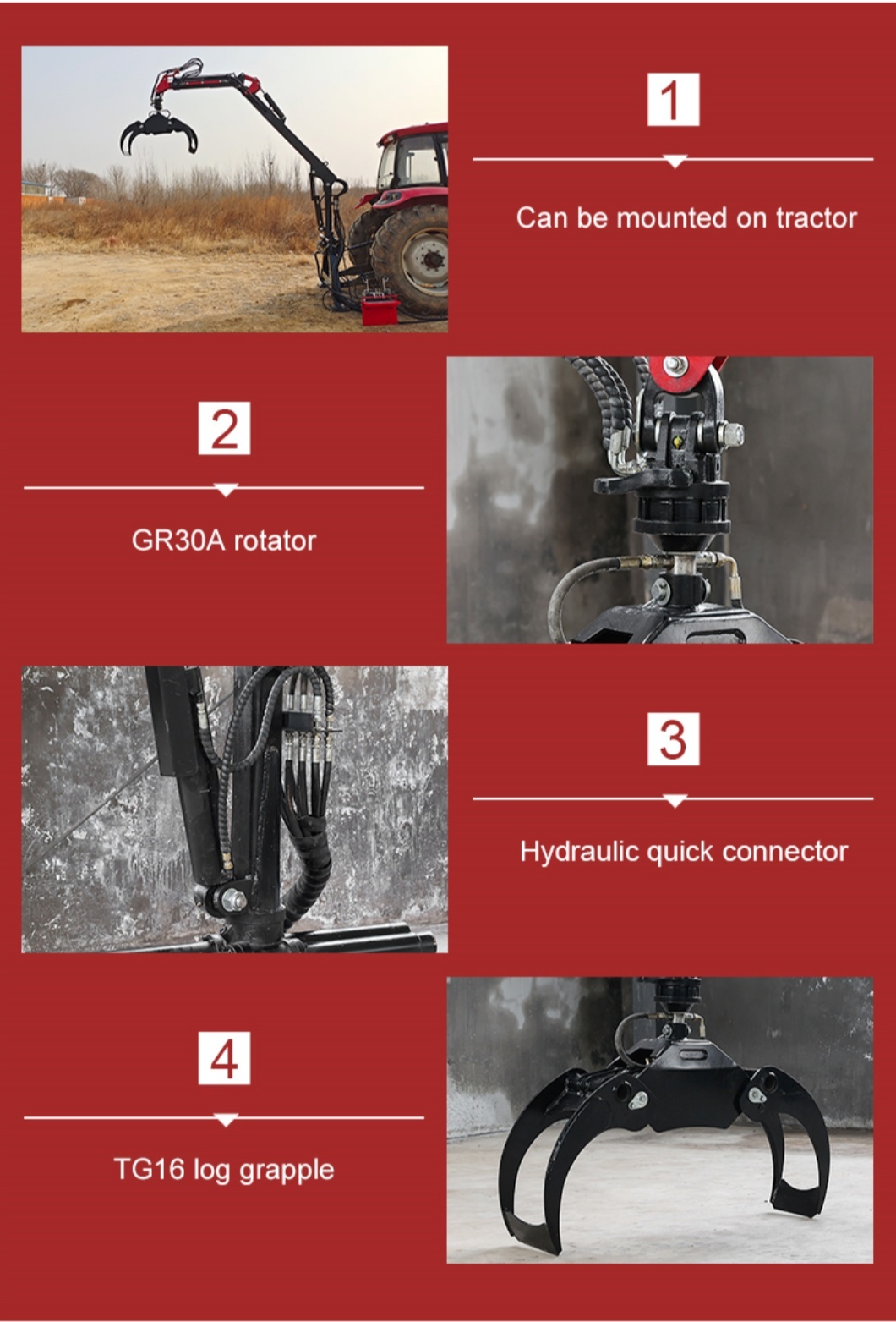 3 Point Hitch Log Crane For Forest And Timber Trailers, High Quality 3 ...