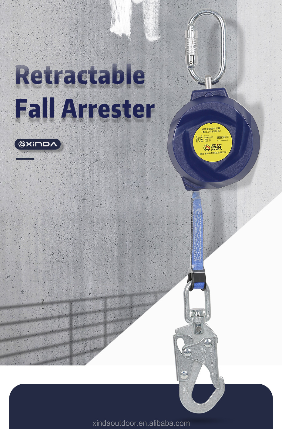 Xinda Webbing Retractable Fall Arrester For Climbing Safety And Fall ...