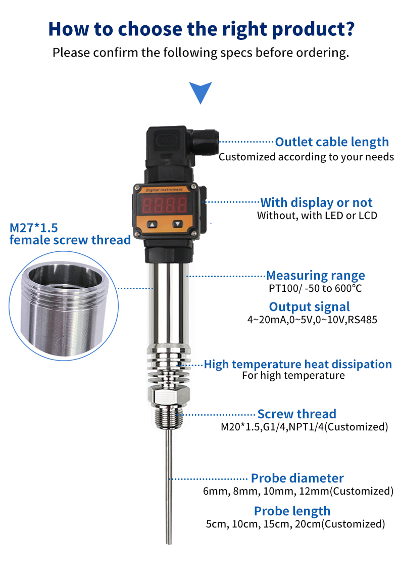0-10v Integrated Temperature Sensor For Petrol And Oil - Pt100 ...