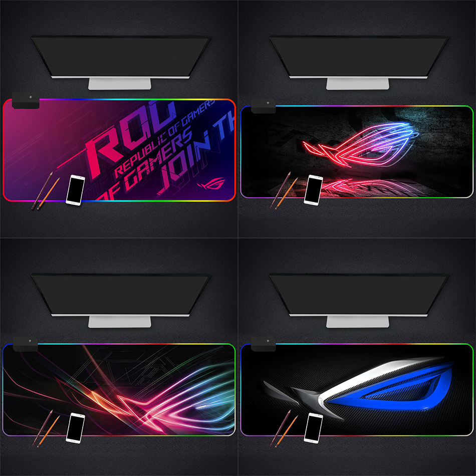 Anime Rog Rgb Gaming Mouse Pad Gamer Computer Mousepad Backlit Mause ...