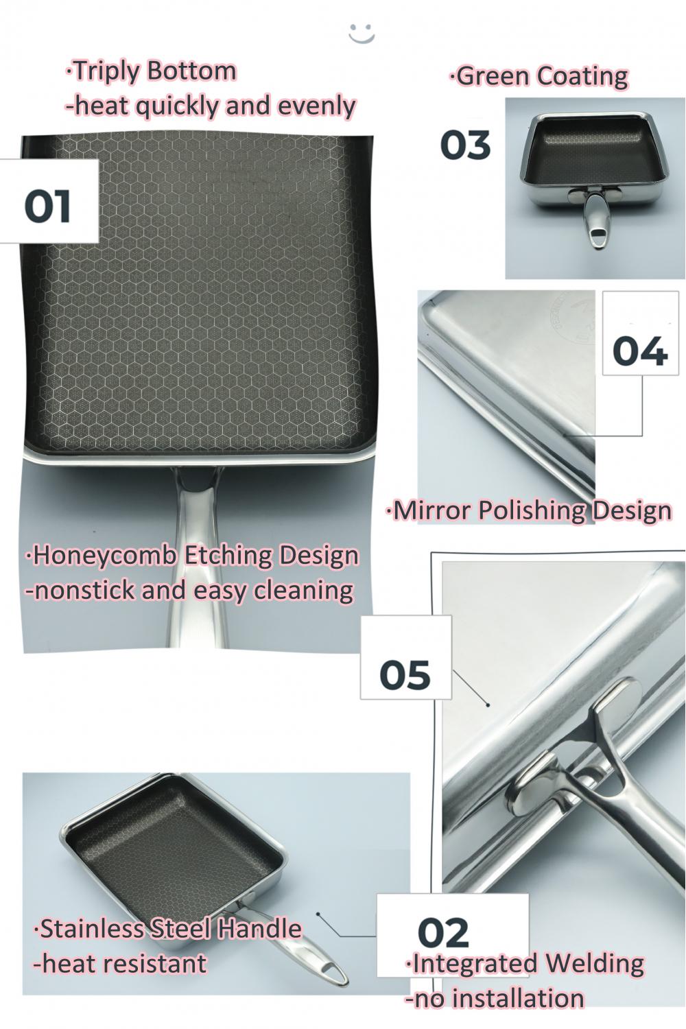 Rectangle Honeycomb Nonstick Frying Pan, High Quality Rectangle ...
