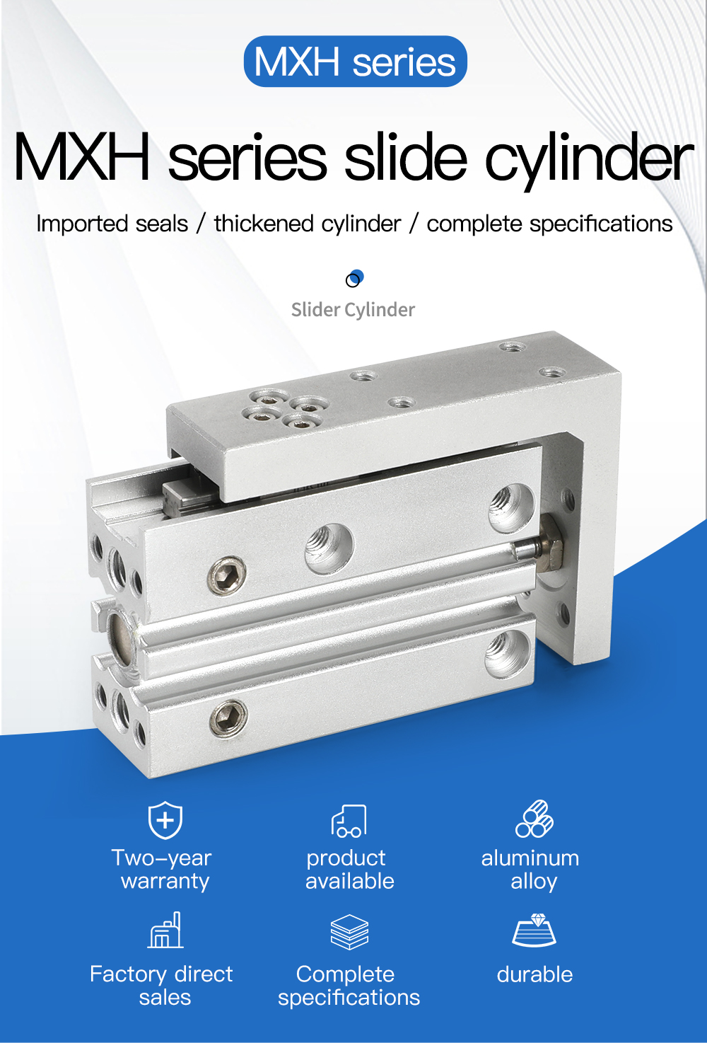 Mxh Series Pneumatic Air Cylinder - 20mm Bore Compact Linear Guide ...