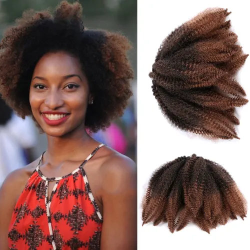 8 Inch Synthetic Afro Kinky Marley Braid Extension Soft Braiding Hair ...