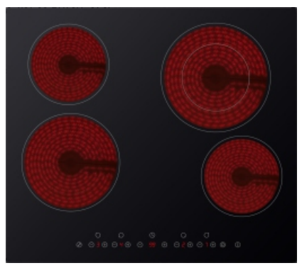 60cm Built-in Ceramic Hob With 4 Zones And Front Touch Control, High ...