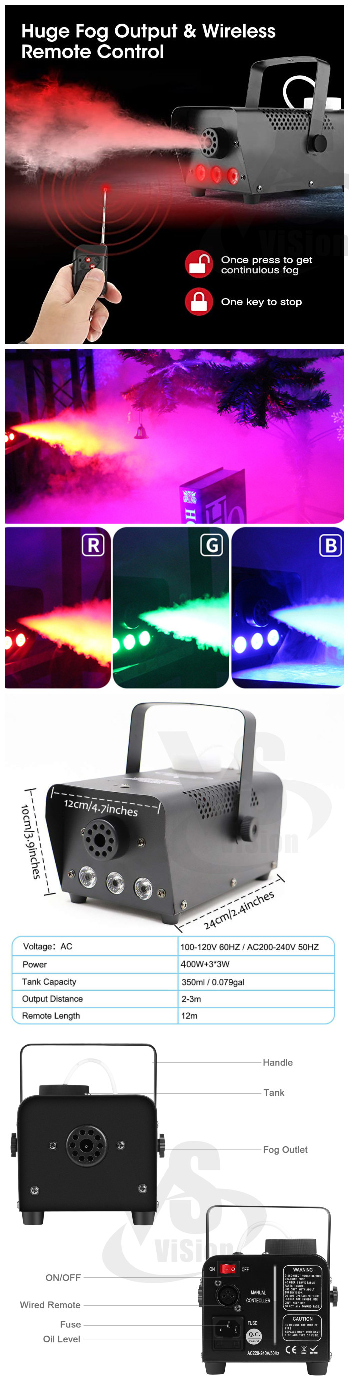 Mini 500w Led Rgb Wireless Remote Control Fog Machine For Parties ...