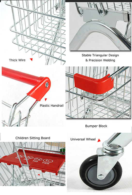 Supermarket Hand Push Shopping Trolley, High Quality Supermarket Hand ...