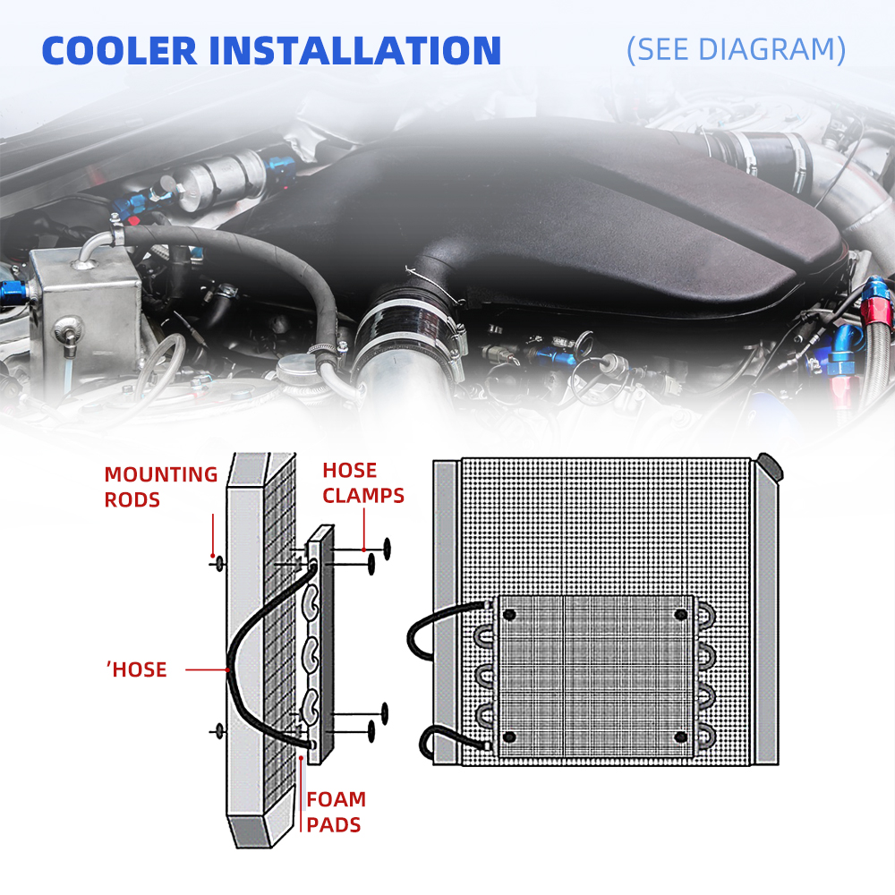 Aluminum Universal Transmission Cooler Kit 4 Row Oil Cooler, High ...