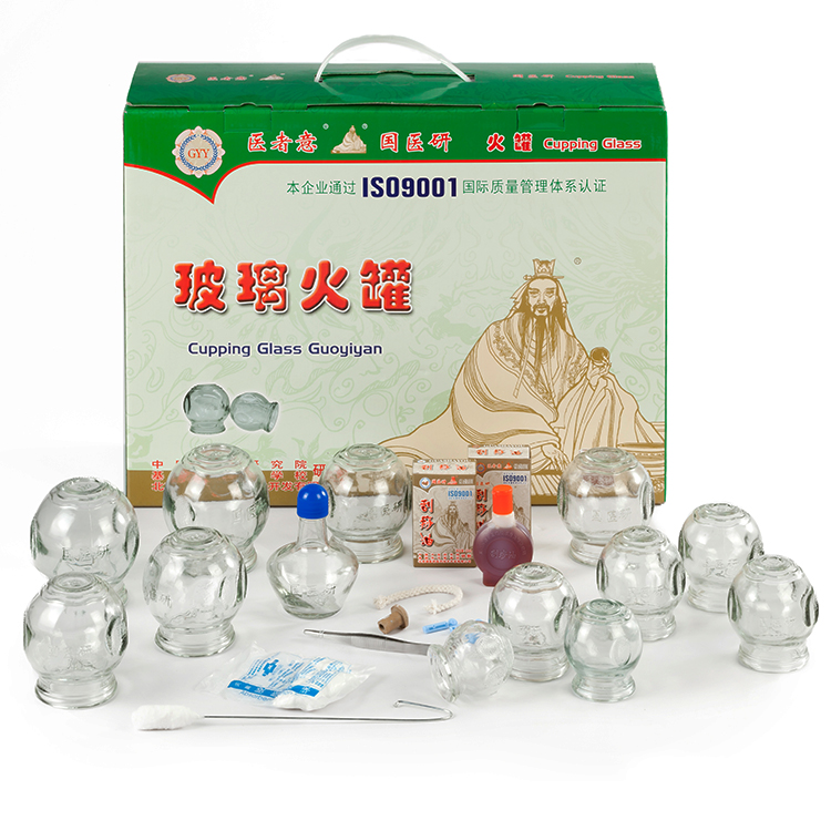 12-piece Glass Fire Cupping Set: Comprehensive Chinese Therapy Kit For ...