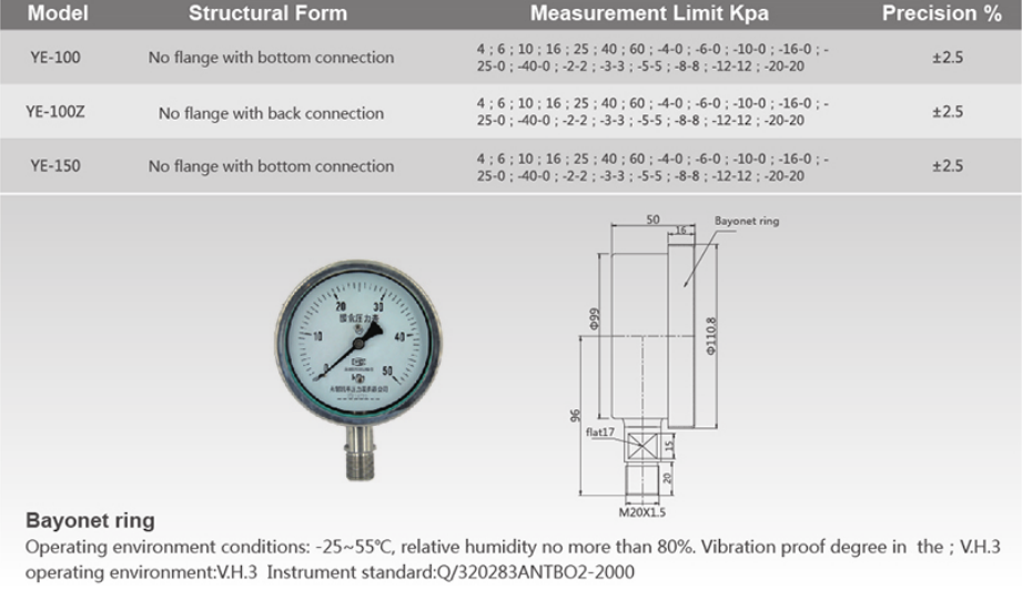 Capsule Measuring Range 100mm Pressure Gauge, High Quality Capsule ...