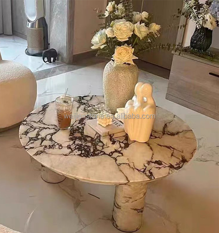 Natural Stone Luxury: Italian Calacatta Viola Rose Marble Coffee Table ...