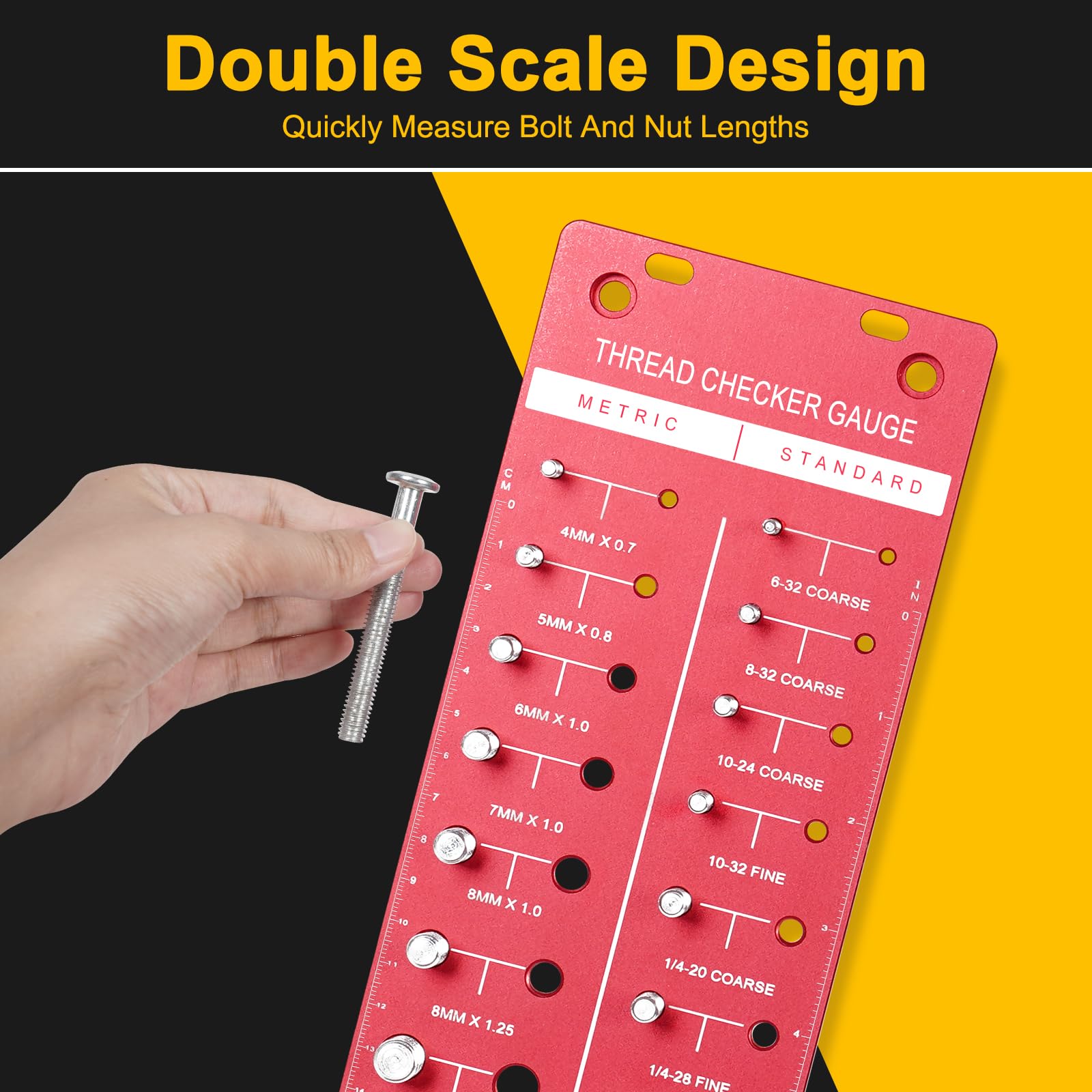 Aluminum Bolt And Nut Identifier Gauge With Metric And Standard Ruler ...