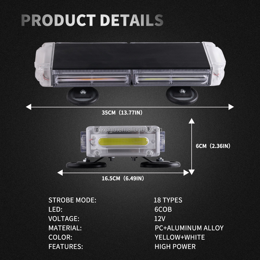 Amber White Cob Strobe Lights Bar For Emergency Warning And Traffic ...