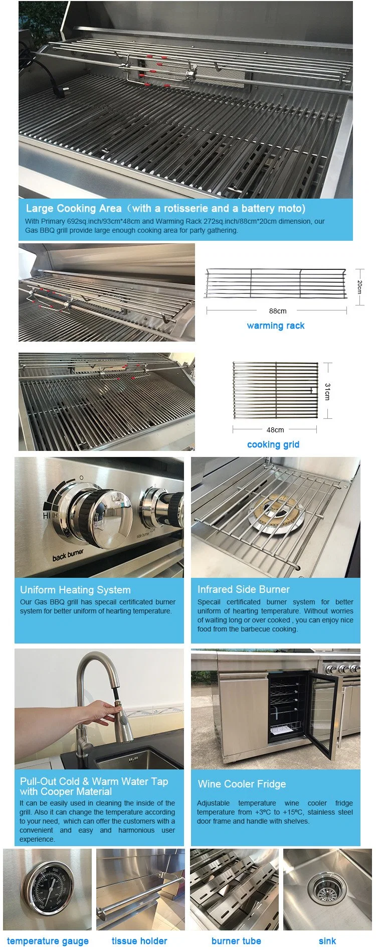 Sample Customization Gas Grill Stainless Steel Classic Bbq Kitchen ...