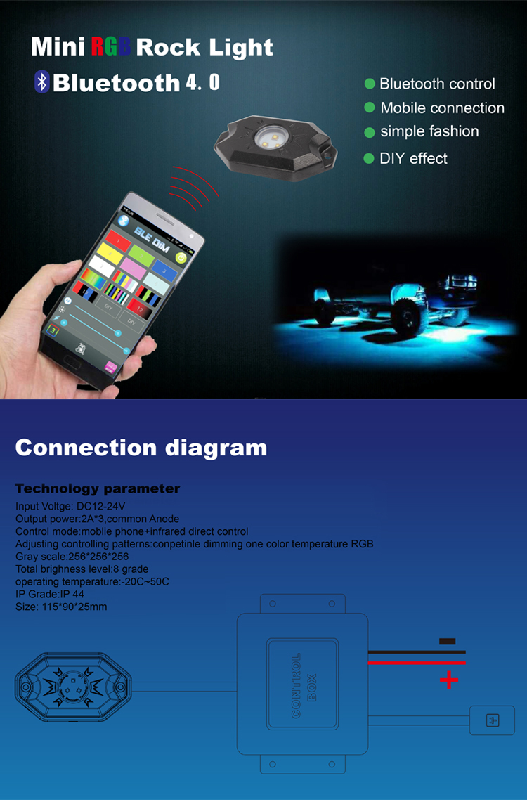 Color Changing Rgb App 12v Cars Boat 12 6 4 Pods 8 Pods Led Rock Lights ...