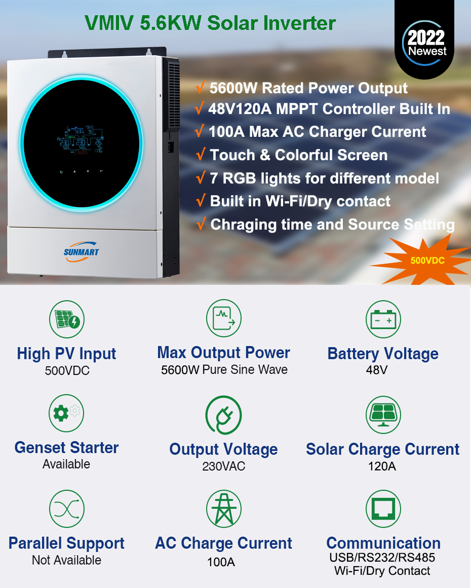 High Frequency Axpert Vmiv 5600w Solar Inverter With 120a Mppt, Touch ...