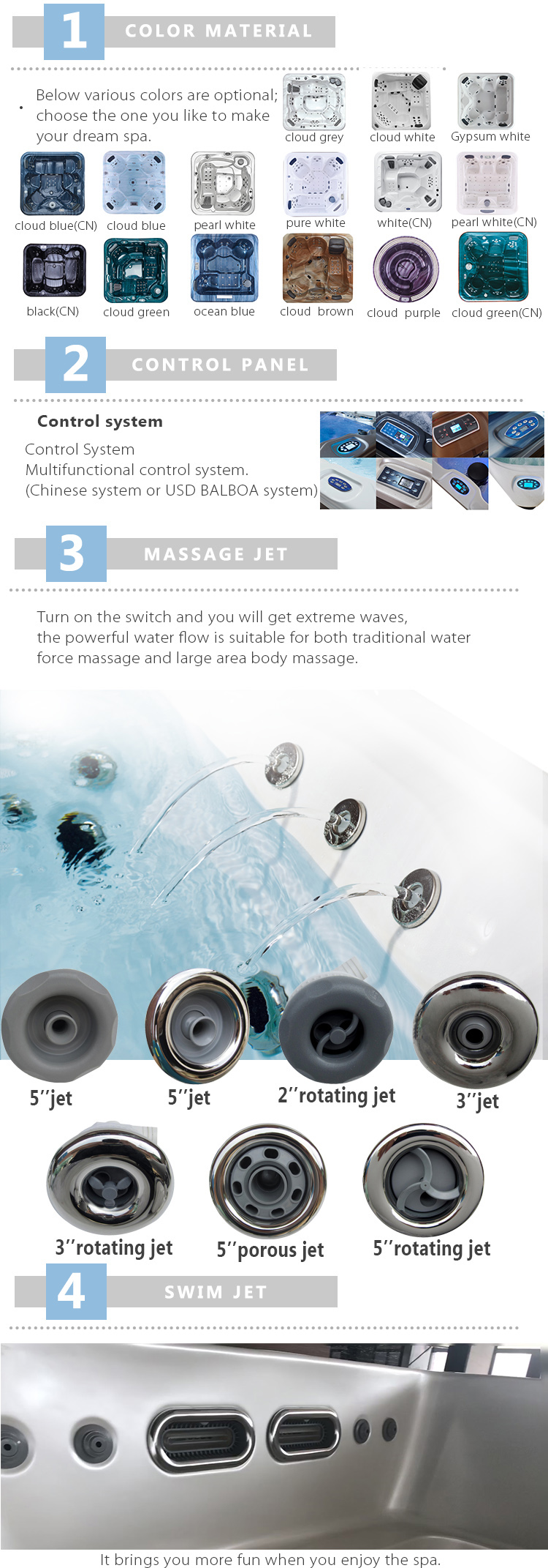 6-7 Person Deluxe Balboa System Acrylic Hot Tub, High Quality 6-7 ...