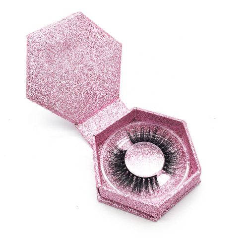 Small Hexagon Pink Glitter Lash Extension Box, High Quality Small ...
