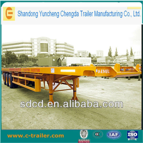 3 Axle 40ft Flatbed Container Platform Container Semi Trailer, High ...