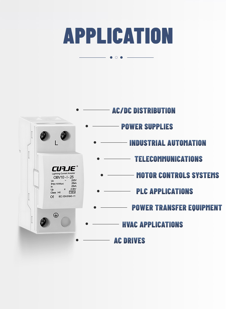 Ac Surge Protection Device T1 T2 385 Three Phase Spd 3 Poles 25ka 40kw ...
