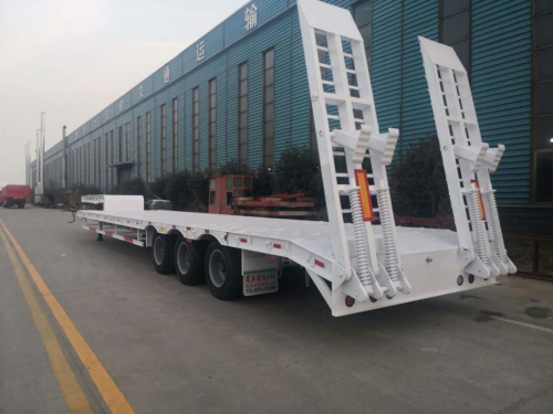 Flat Low Bed Lowboy Semi Truck Trailer, High Quality Flat Low Bed ...