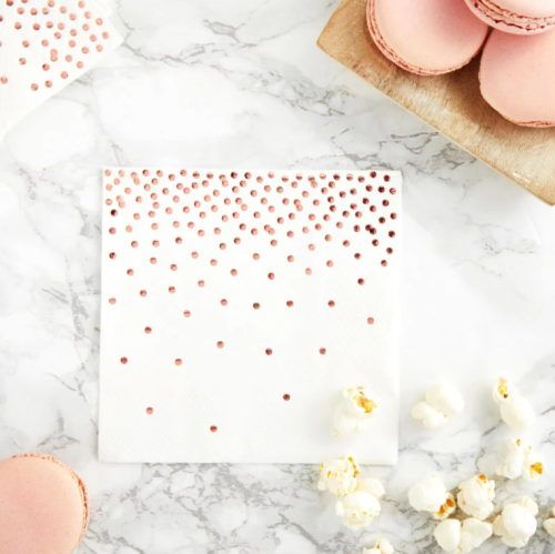 3ply Disposable Confetti Foil Rose Gold Cocktail Napkins, High Quality ...