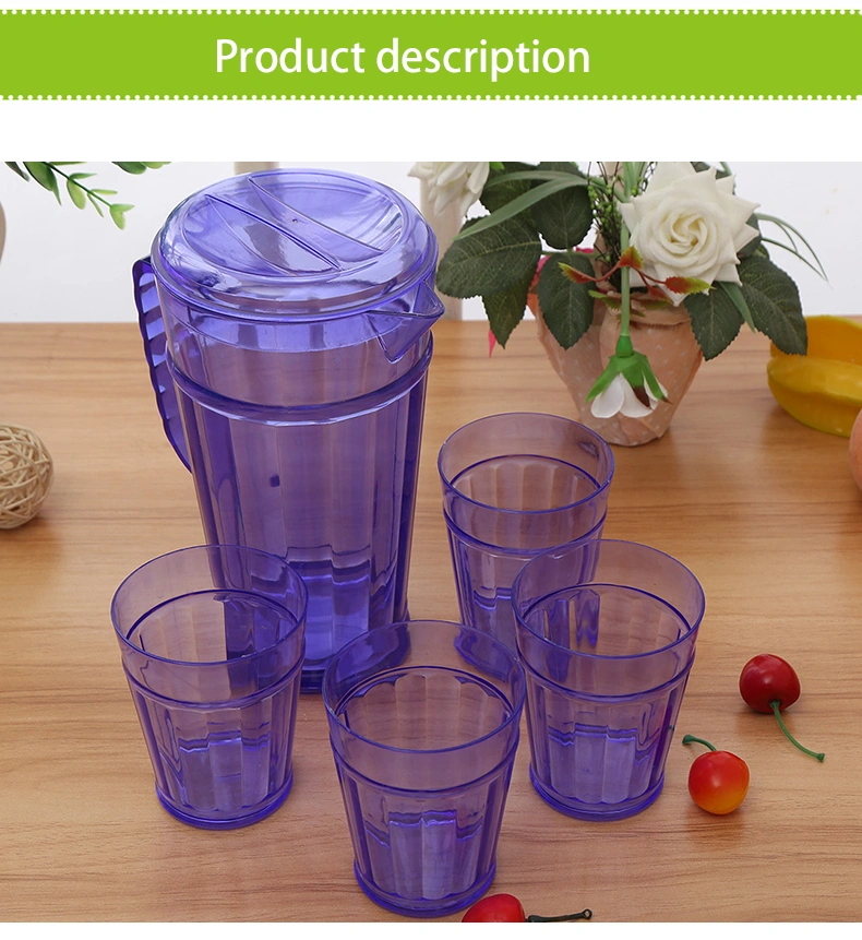 Purple Plastic Cold Water Jug With 4 Cups Set, High Quality Purple ...