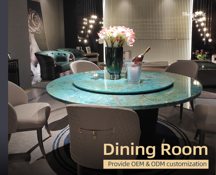 Modern Luxury Rotating Dining Table With Marble Top And Family-friendly ...